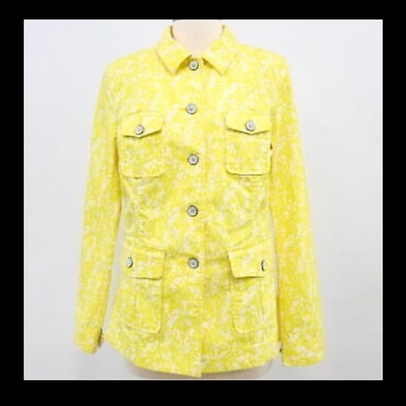 CAbi | Jackets & Coats | Cabi Yellow White Floral Safari Jacket | Poshmark